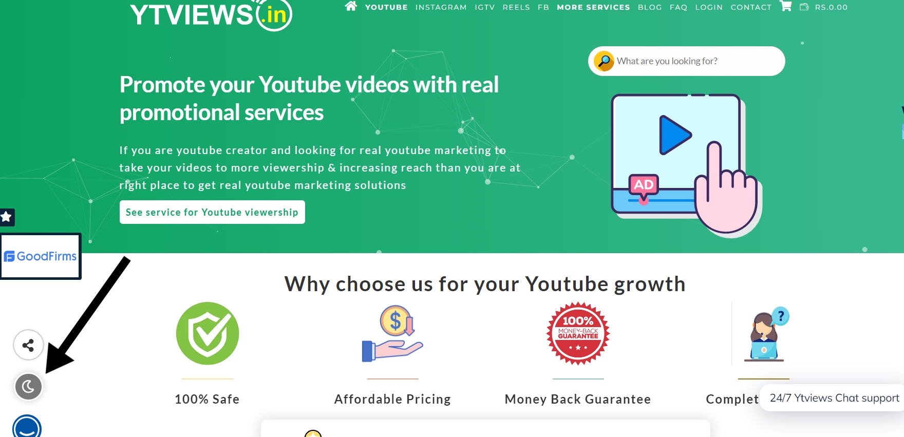 How to make website www.ytviews.in in dark mode? | YTVIEWS.IN